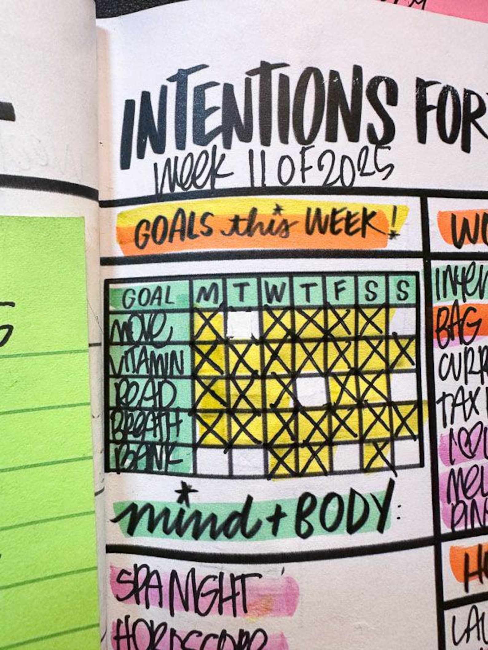 Intentions for the Week Calendar - Etsy