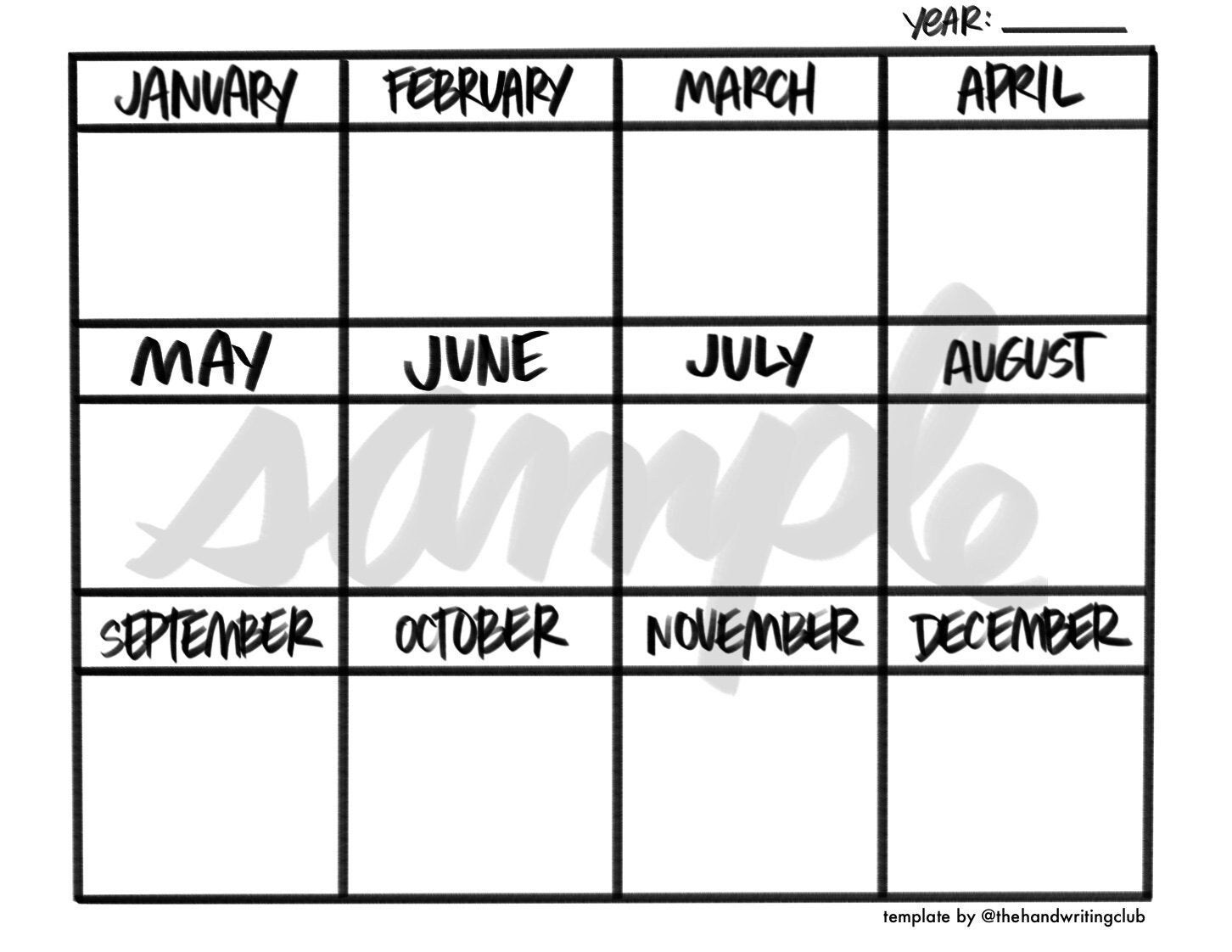 Year Calendar Printable PDF Digital Download - Etsy