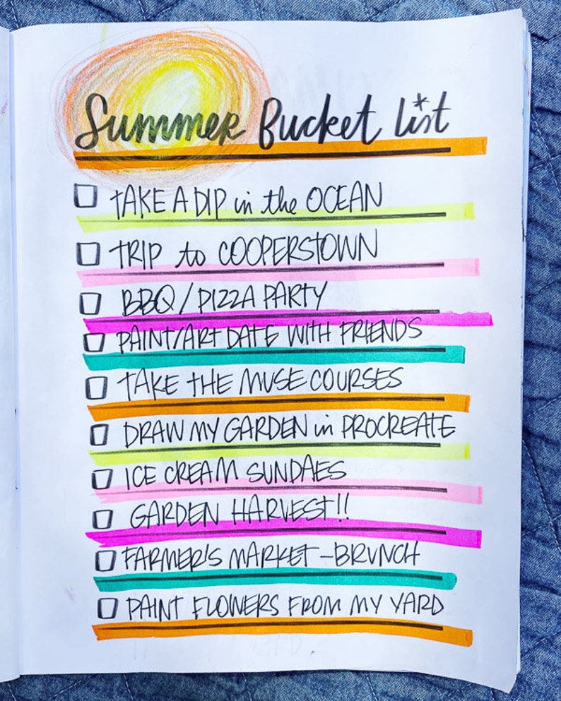 Summer Bucket List Printable PDF Digital Download - Etsy
