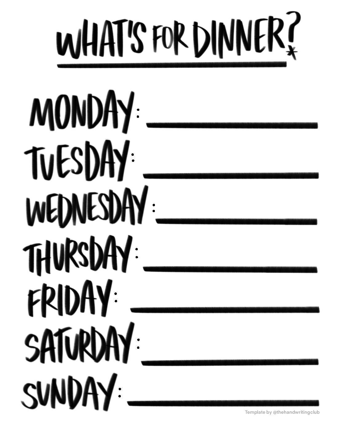 What's for Dinner? Printable PDF Digital Download - Etsy