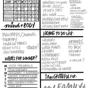 Intentions for the Week Calendar - Etsy