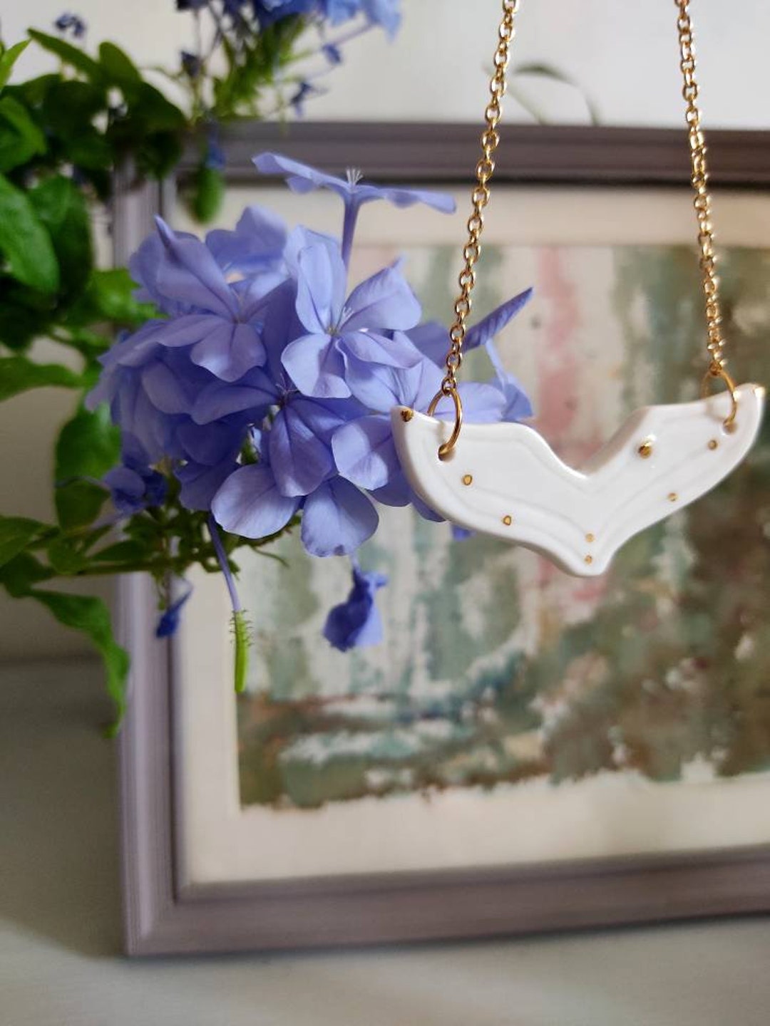 Elves Necklace / Elf Pendant / Wings Necklace / 12k Gold Elf Wings ...