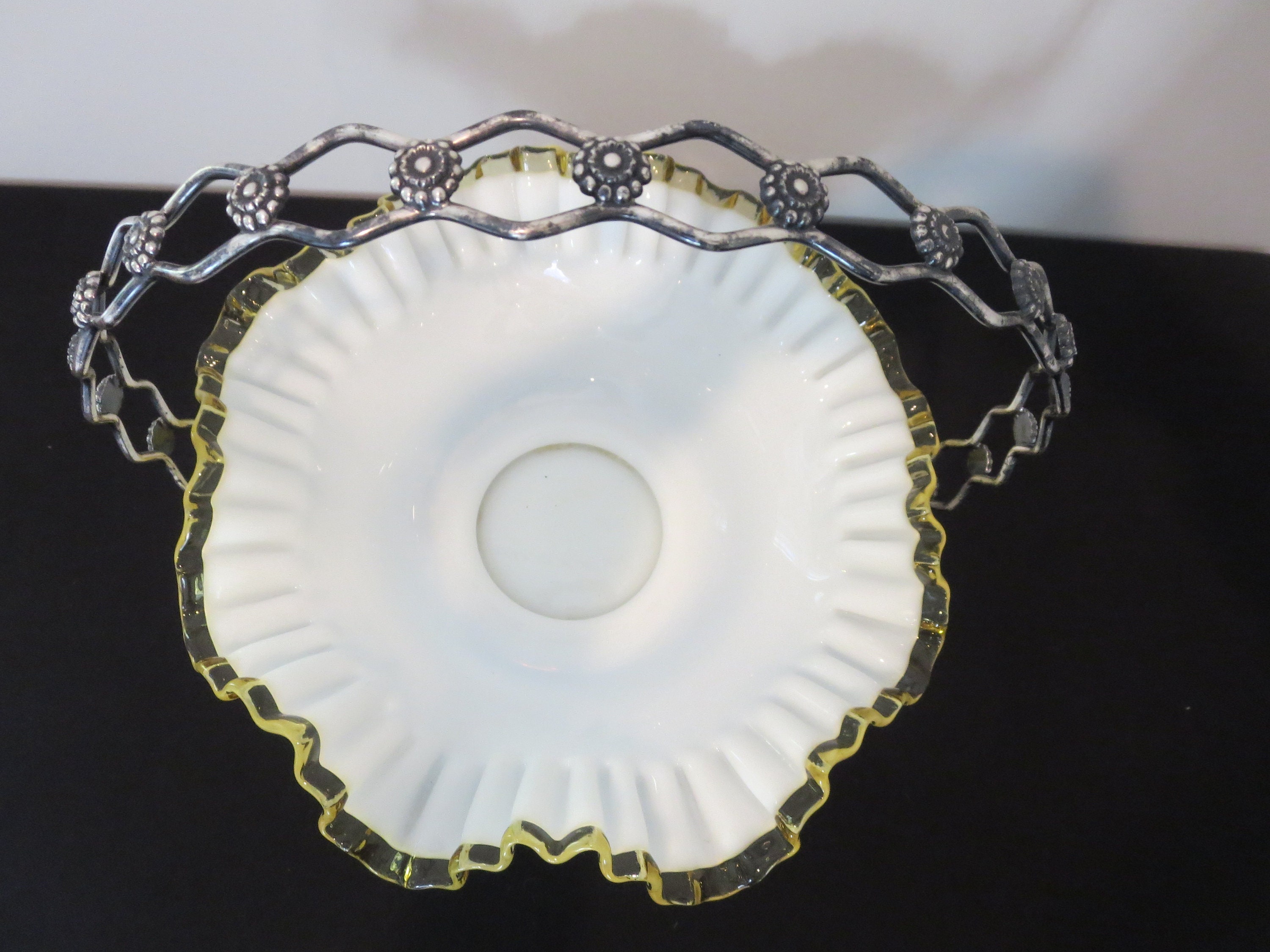 Antique Simpson Hall Miller & Co Silver Plate Bride's Basket, Yellow ...