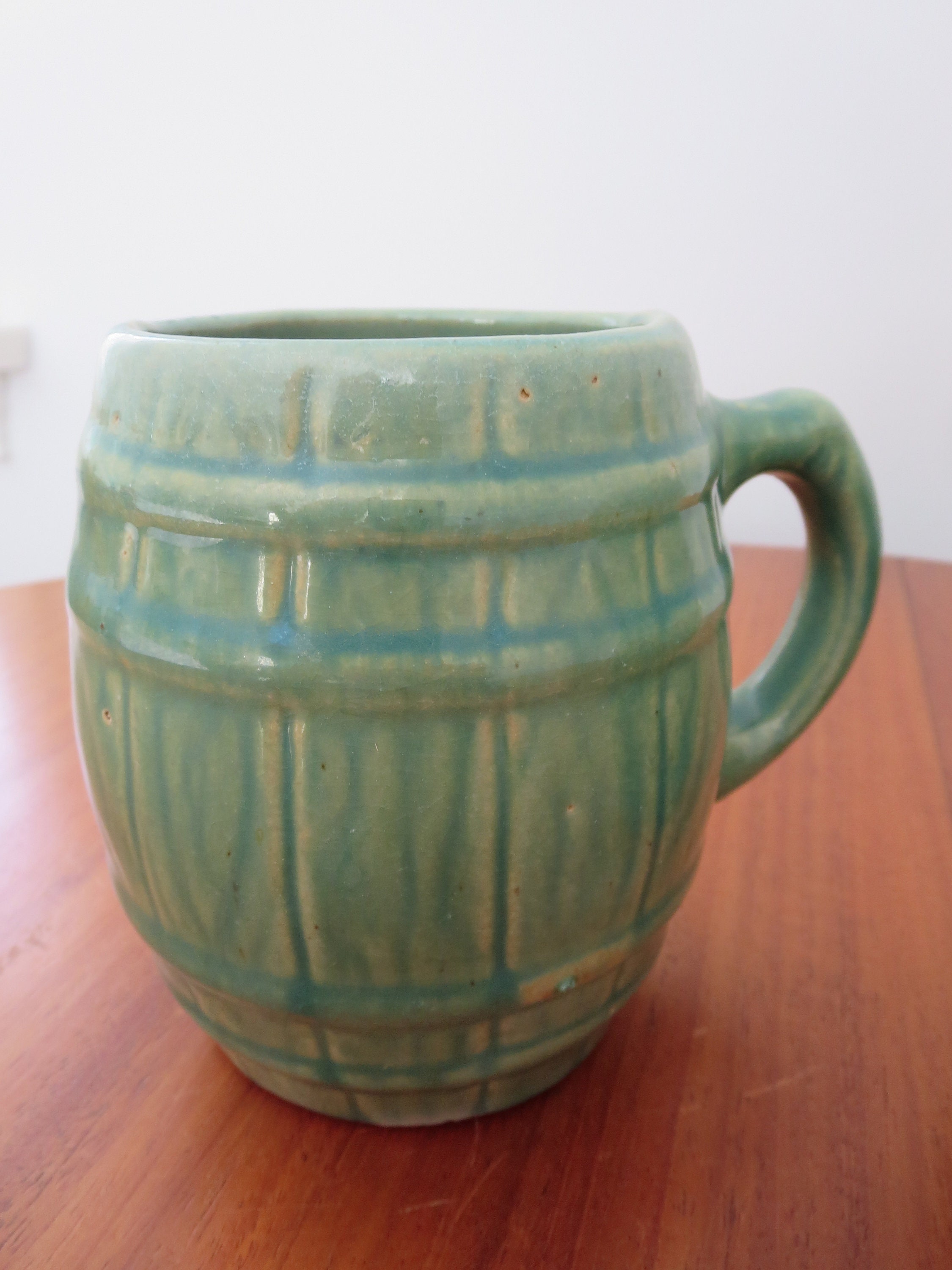 Vintage Mccoy Set of Two (2) Green and Aqua Green Mugs, Yellowware ...
