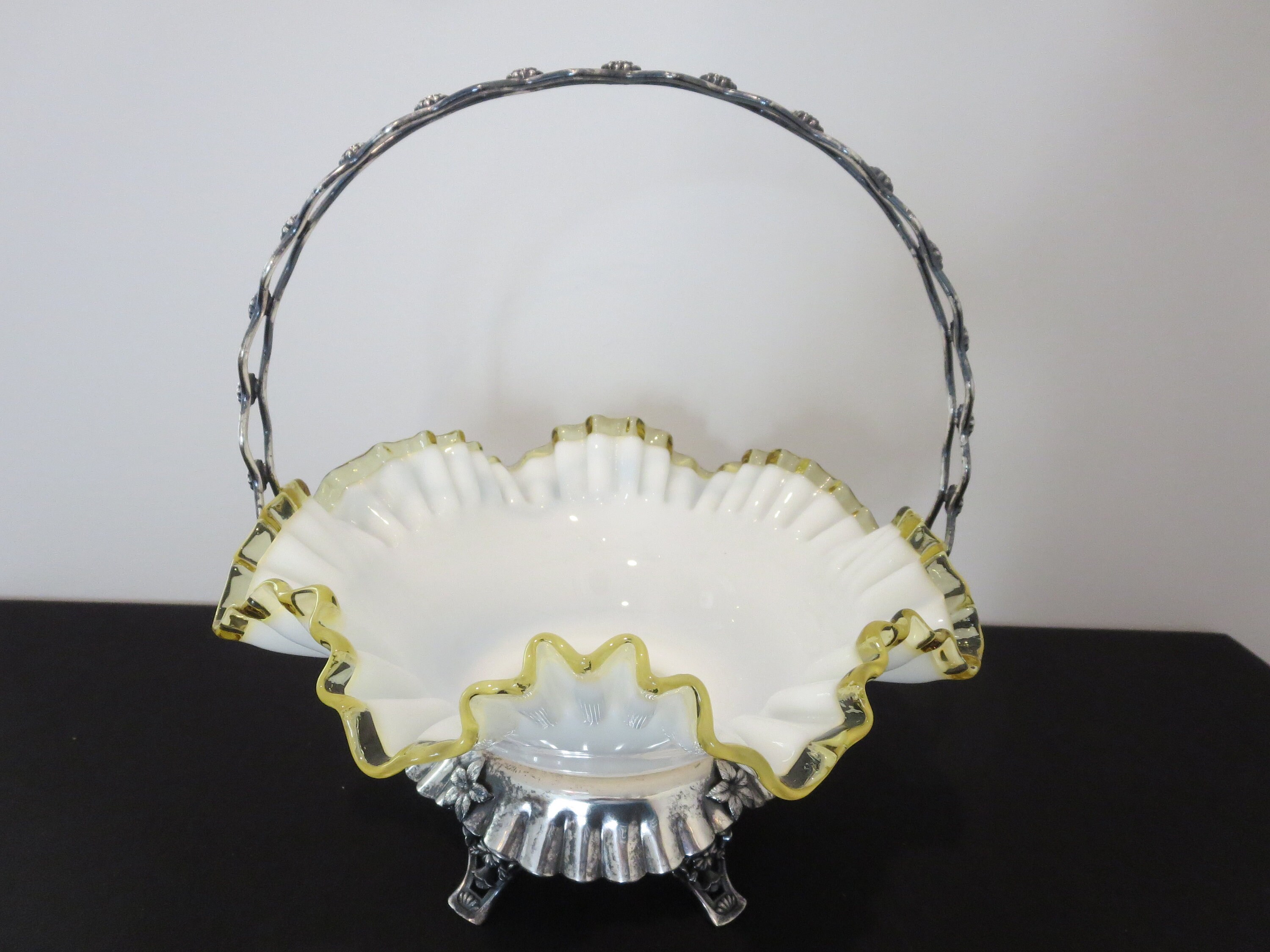Antique Simpson Hall Miller & Co Silver plate Bride's Basket, Yellow ...