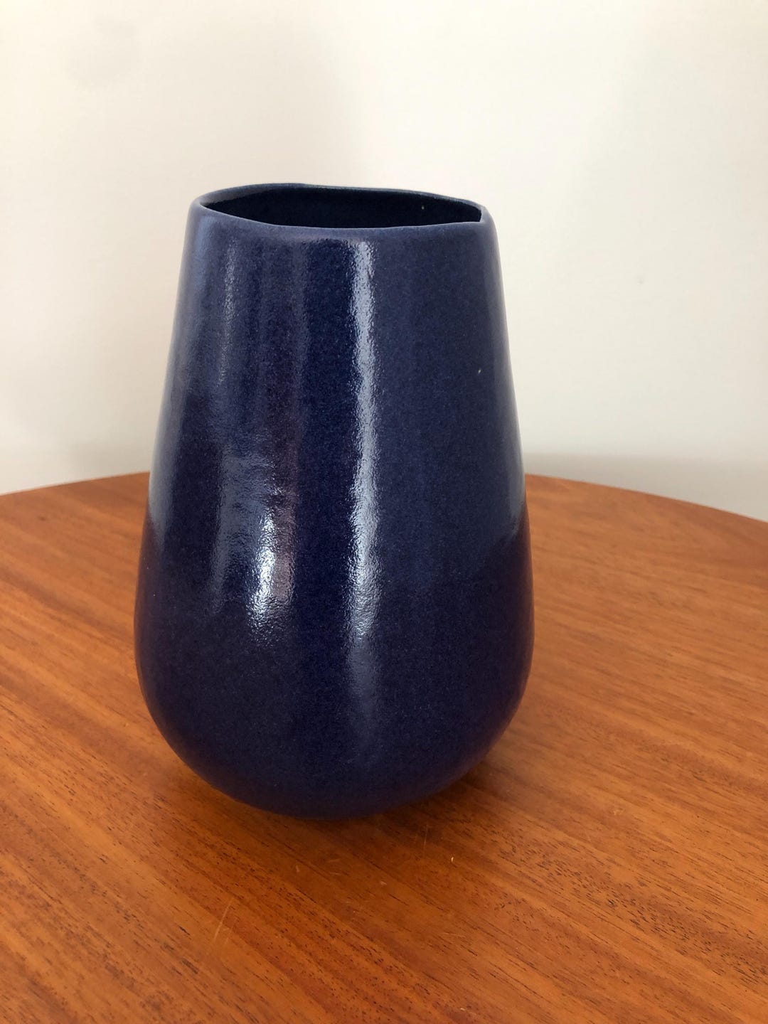 Vintage Pottery, Deep Blue Tapered Pottery Vase - Etsy