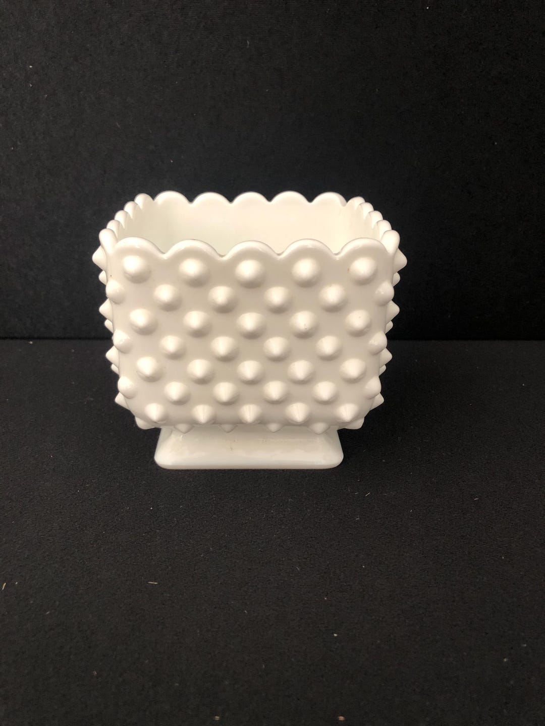 Fenton Hobnail Milk Glass Square Planter, #3699 4 X 4 X 4 Footed ...