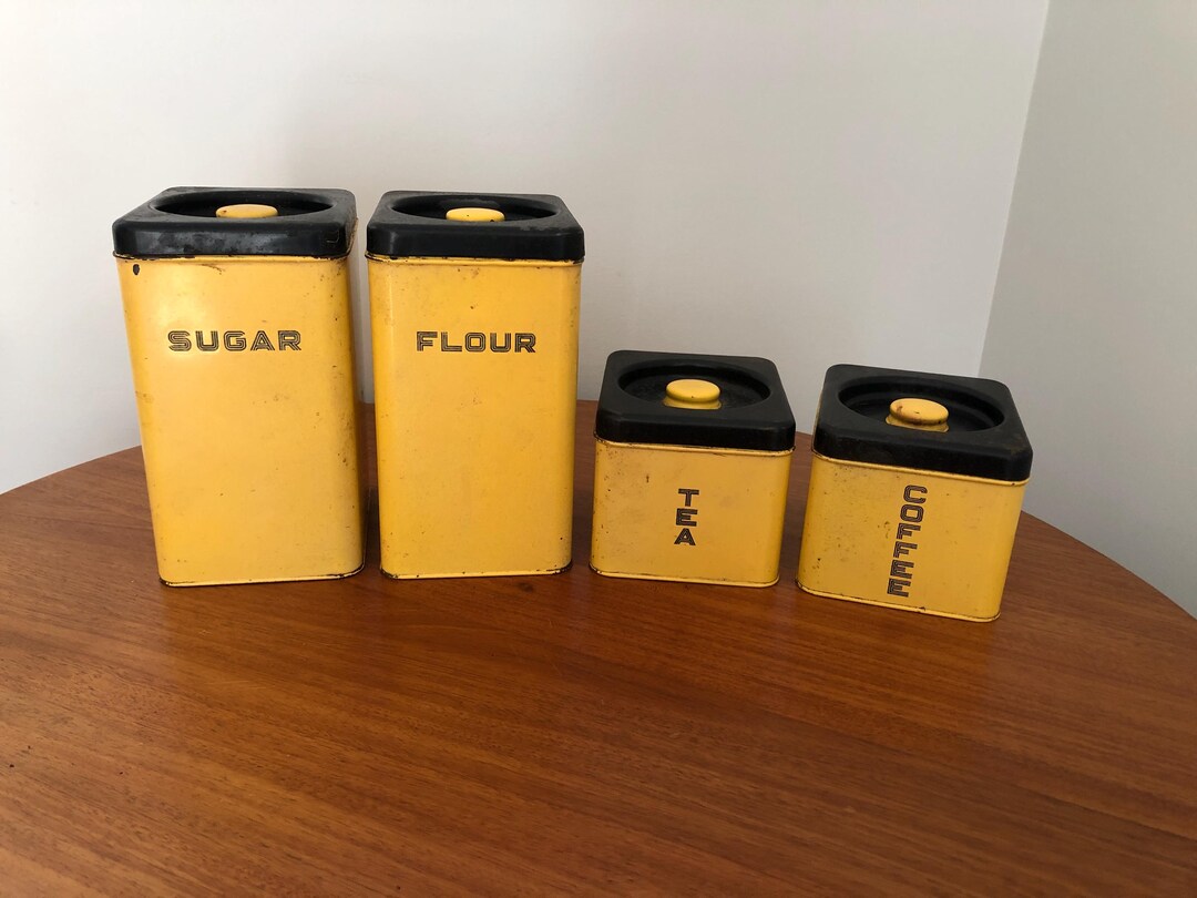 Lincoln Beautyware Set of Stackable Metal Canisters 4 Flour, Sugar ...