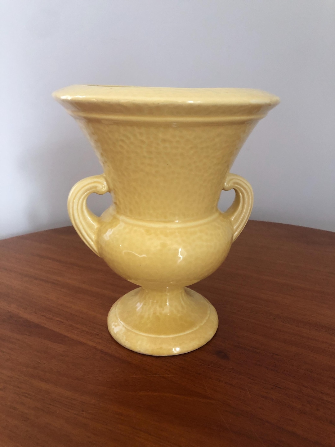 Yellow Haeger Pottery Urn Vase, 9" Double Handled Trophy Vase, Bright ...