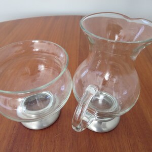 Vintage Set of George S Preisner Crystal Clear Glass and Pewter Sugar ...