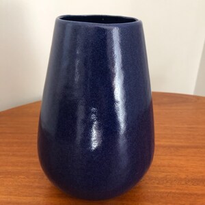 Vintage Pottery, Deep Blue Tapered Pottery Vase - Etsy