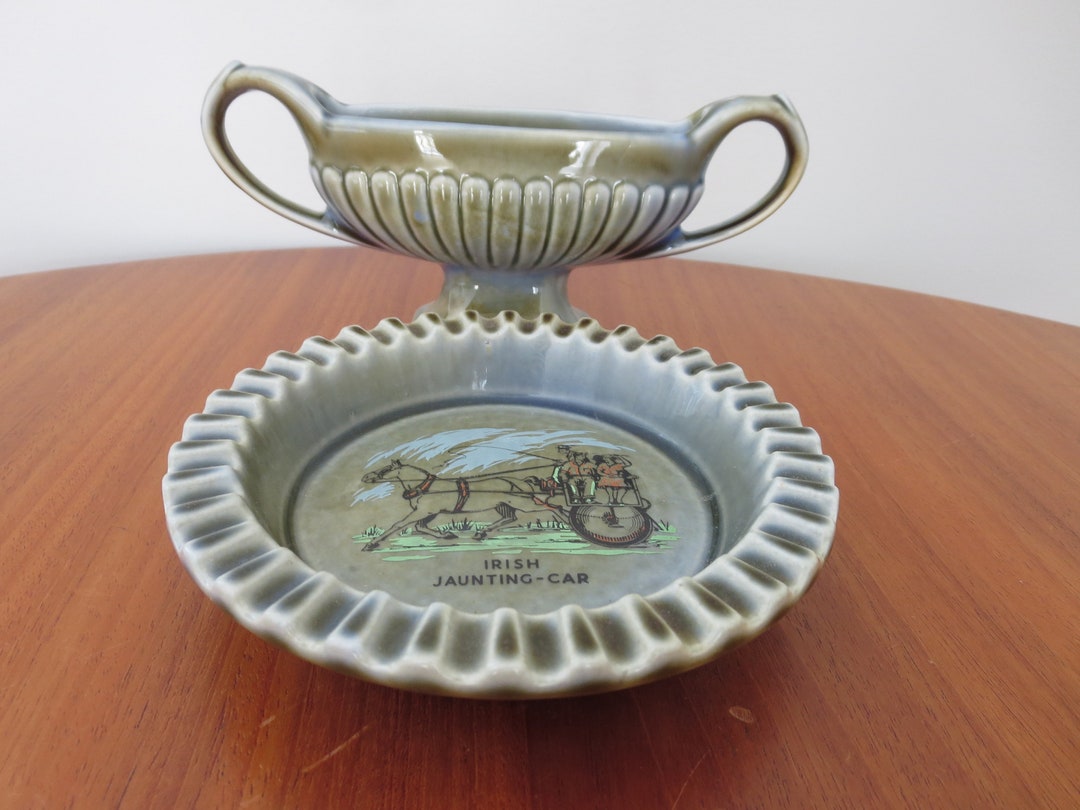 Two (2) WADE Irish Pottery Pieces, Small Two Handled Urn and WADE Horse ...