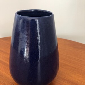 Vintage Pottery, Deep Blue Tapered Pottery Vase - Etsy