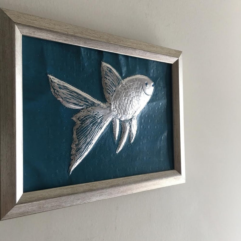 Goldfish, Metal Wall Decor, Embossed Metal Art, 5" X 7", Aquatic Animal ...
