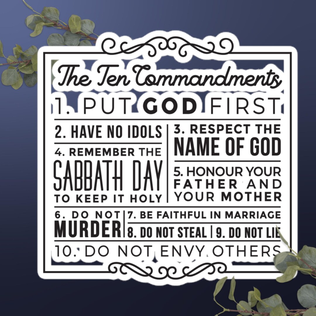 English Ten Commandments Bible Christian Faith Verse Bubble-free ...