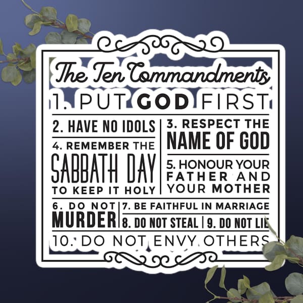 Ten Commandments Sticker - Etsy