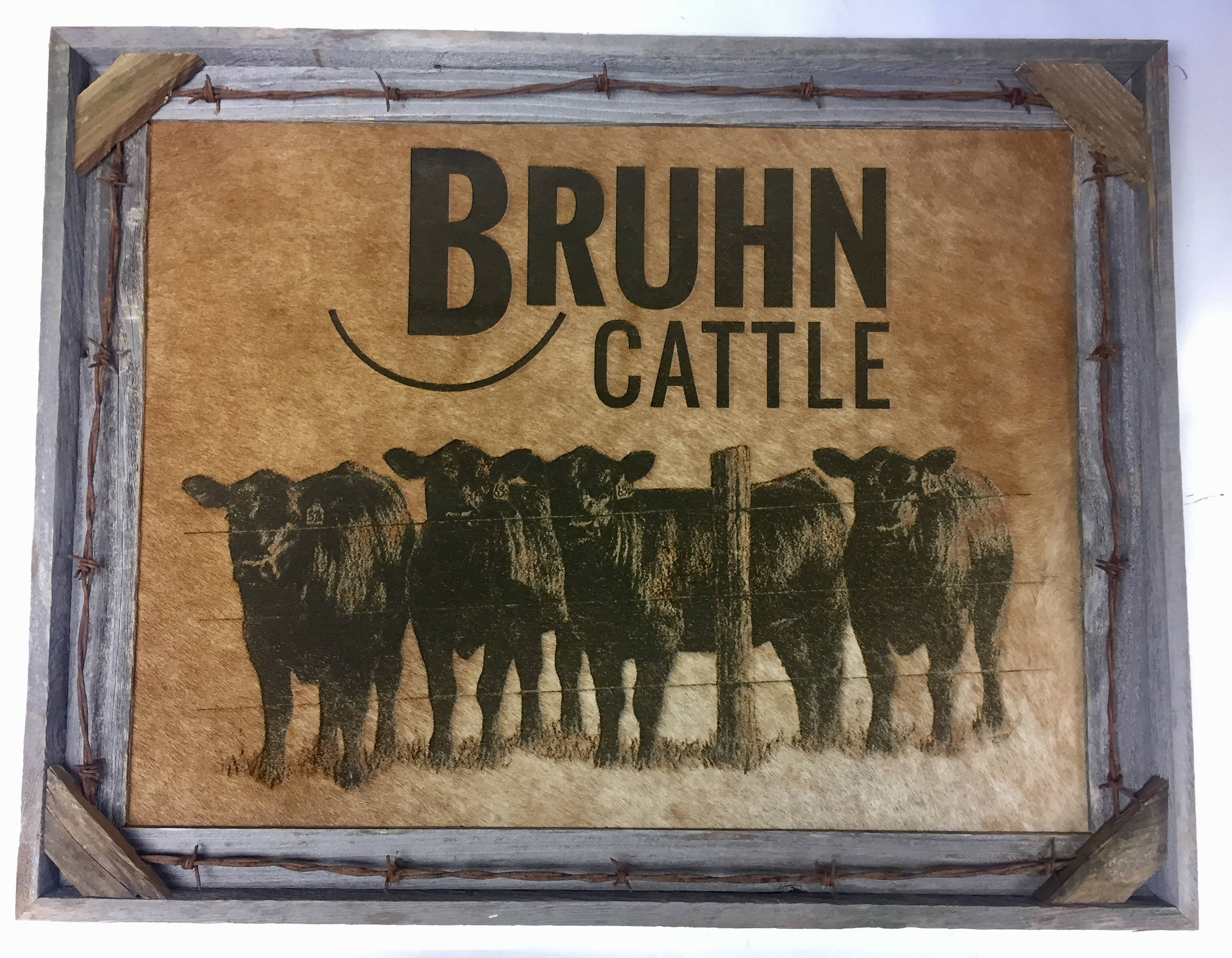 8x10 Custom Cowhide Art: Ranch or Farm Brand, Laser Engraved, Rustic ...