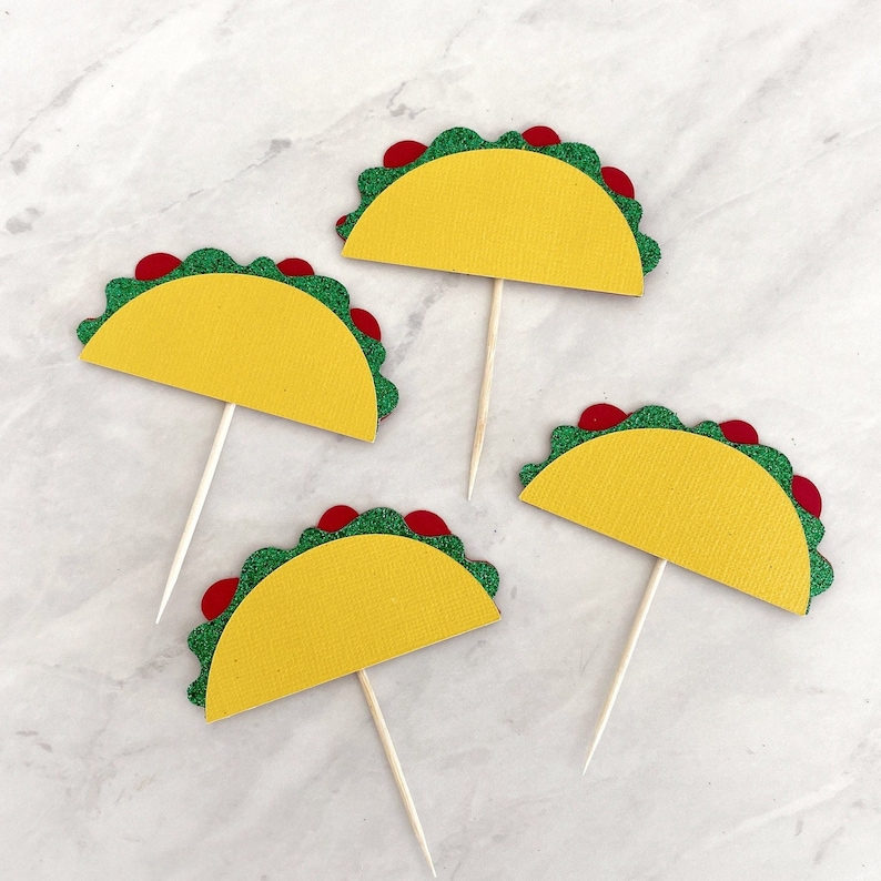 Taco Cupcake Toppers Taco Party Taco Cake Fiesta Decoration - Etsy