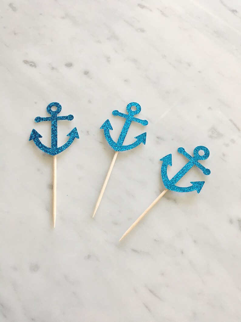 Nautical Cupcake Toppers Anchor Cupcake Topper Sailor Boat - Etsy