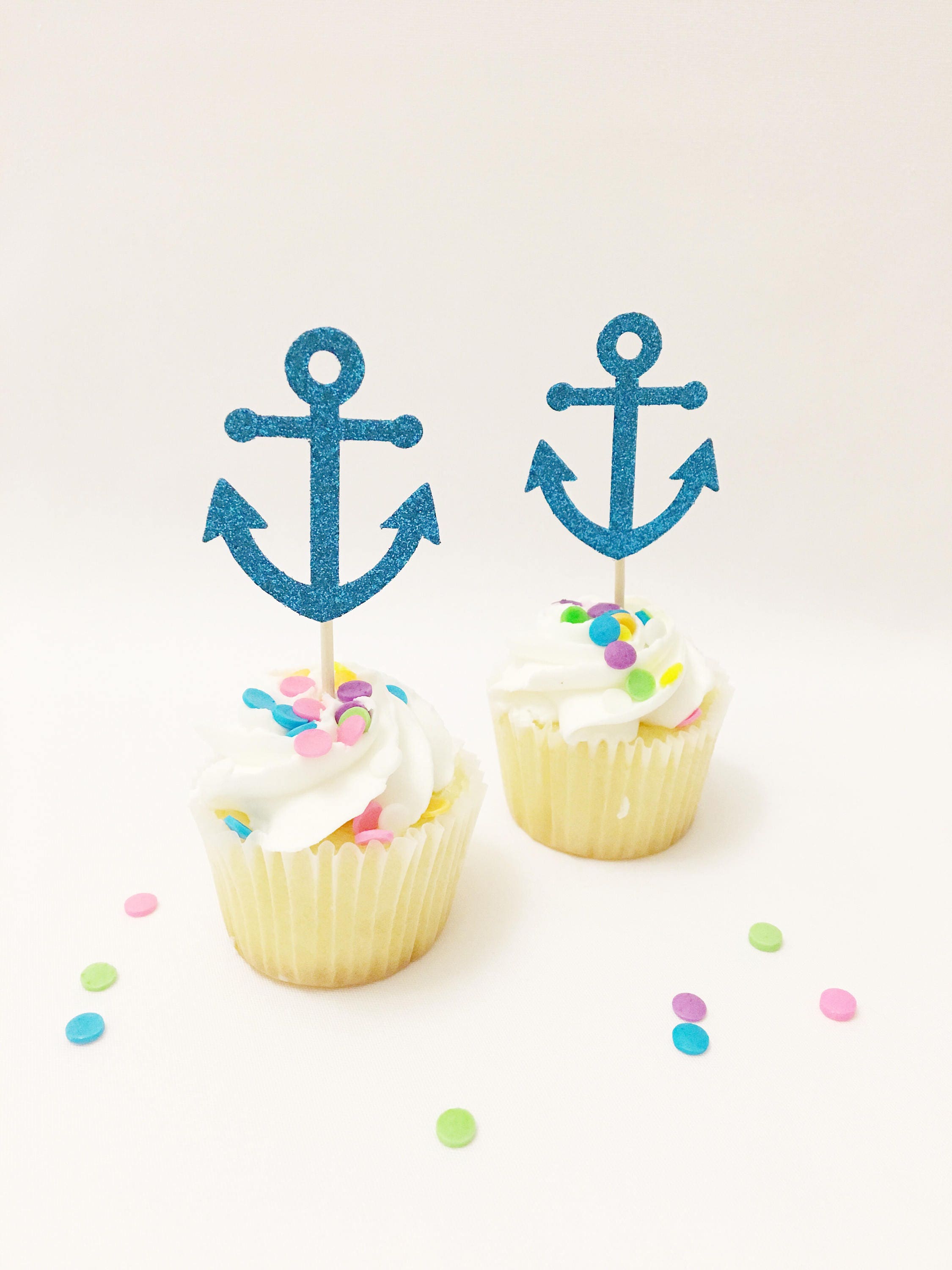 Nautical Cupcake Toppers Anchor Cupcake Topper Sailor Boat | Etsy