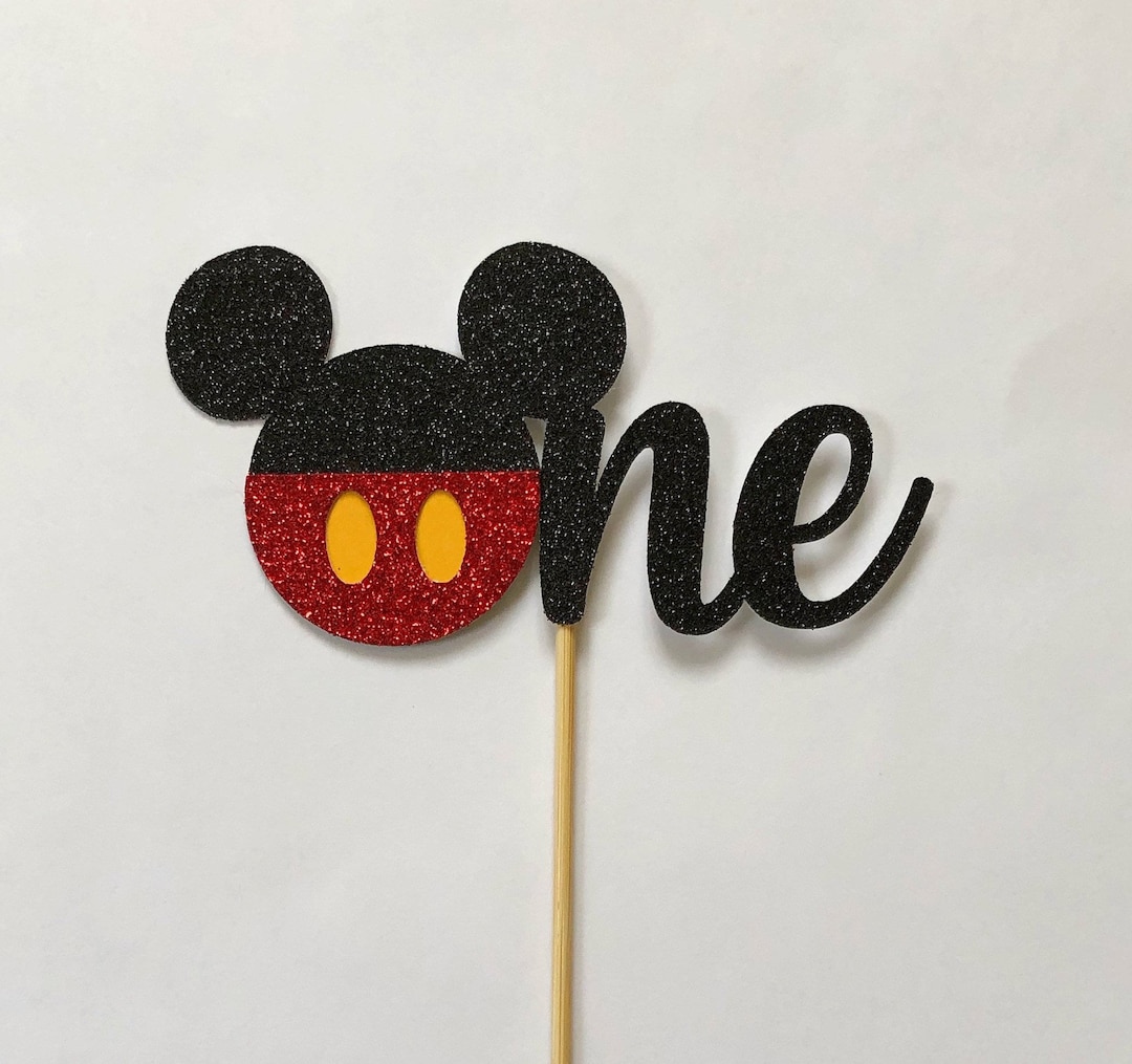 Mickey Mouse First Birthday Cake Topper: Glitter One Decor - Etsy