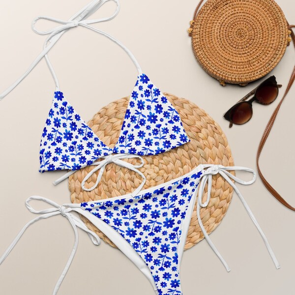 White Floral Bikini - Etsy
