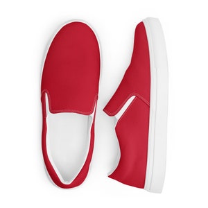 Red Slip-ons Women Red Canvas Slip on Shoes Christmas Slipons Christmas ...