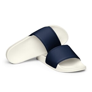 Womens Navy Slides - Dark Blue Slides - Navy Pool Shoes - Navy and ...