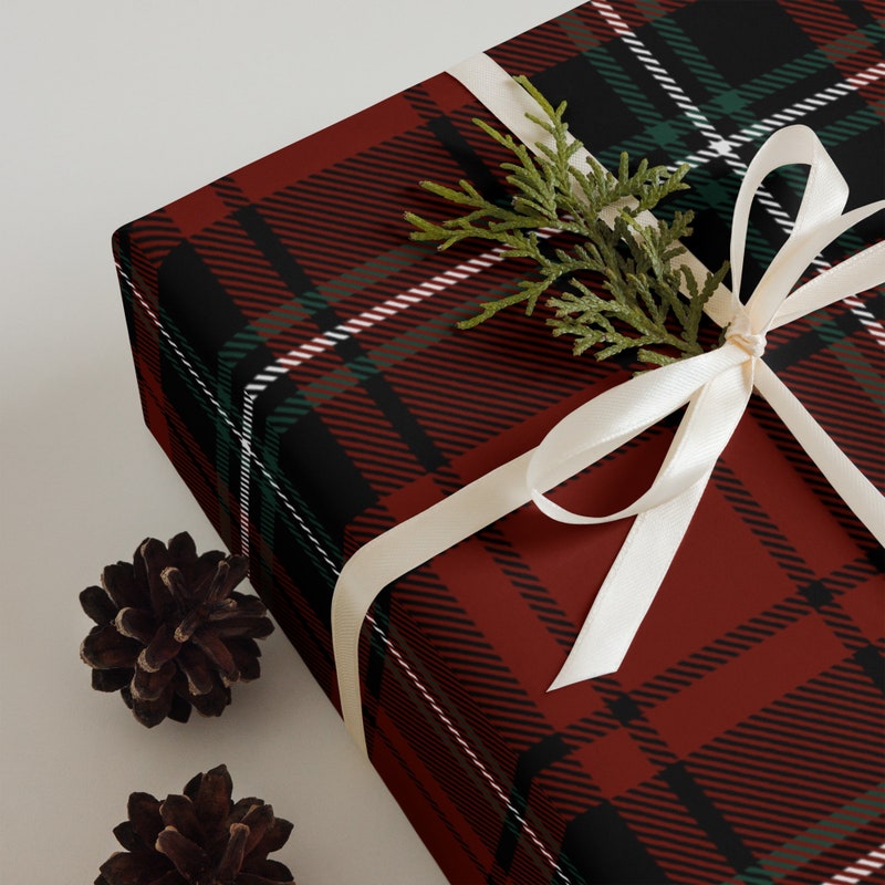 Plaid Christmas Wrapping Paper - Etsy