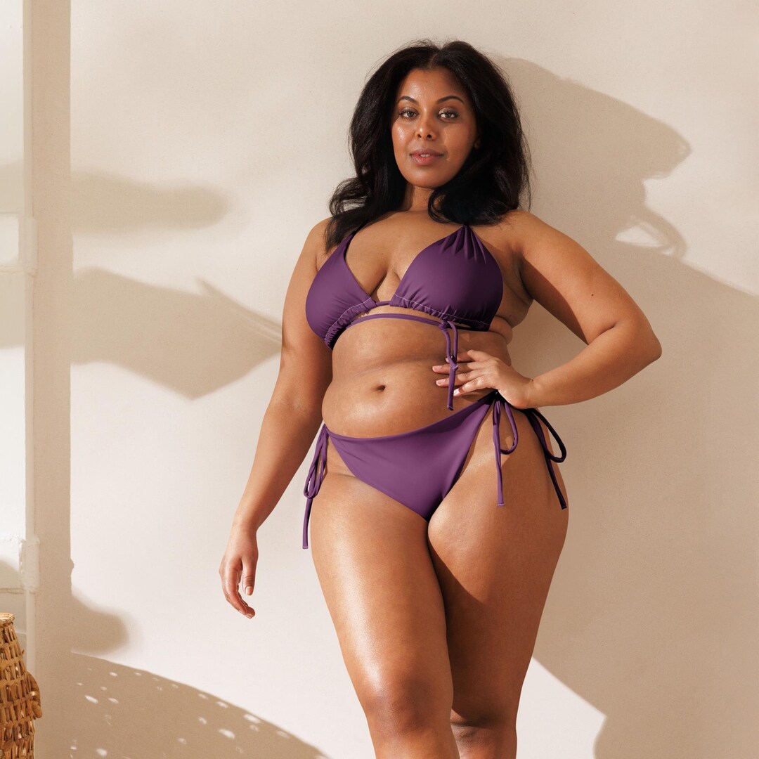 Purple String Bikini - Plum Purple Triangle Bikini - Tie Bikini Set - Plus Size Bikini ...