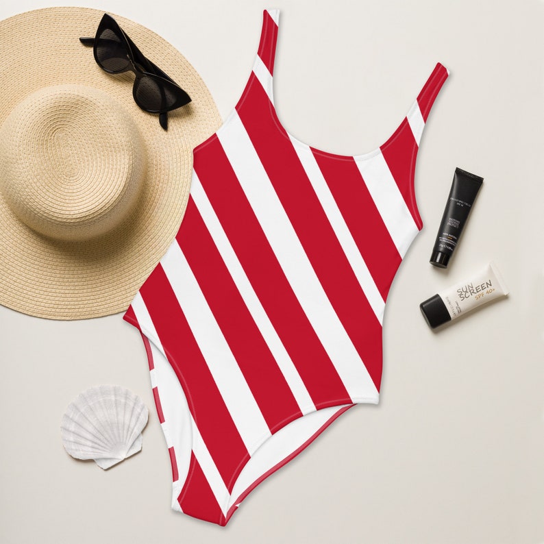 Candy Cane Swimsuit - Christmas Swimsuit - Christmas Candy - Red White ...