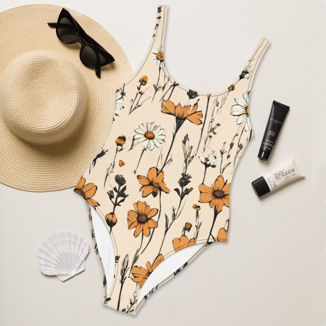 Boho Swimsuit Vintage Boho One Piece Swimsuit Retro Floral Swimwear