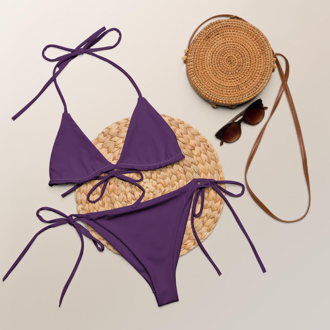 Purple Bikini - Deep Purple String Bikini Set With Deep Purple Lining - Plus Size Bikini ...
