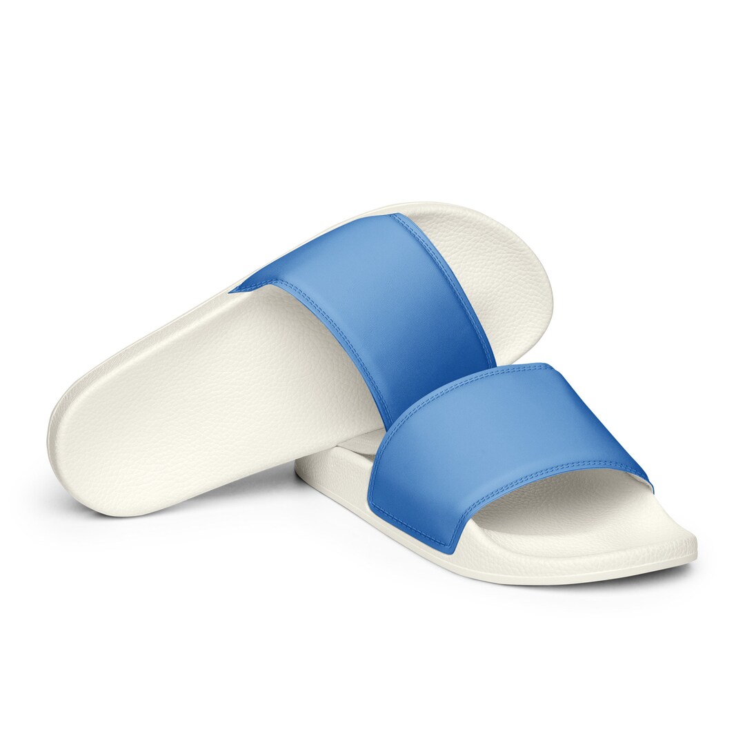 Mens Ice Blue Slides - Ice Blue Beach Wedding Slides - Blue Slides With ...
