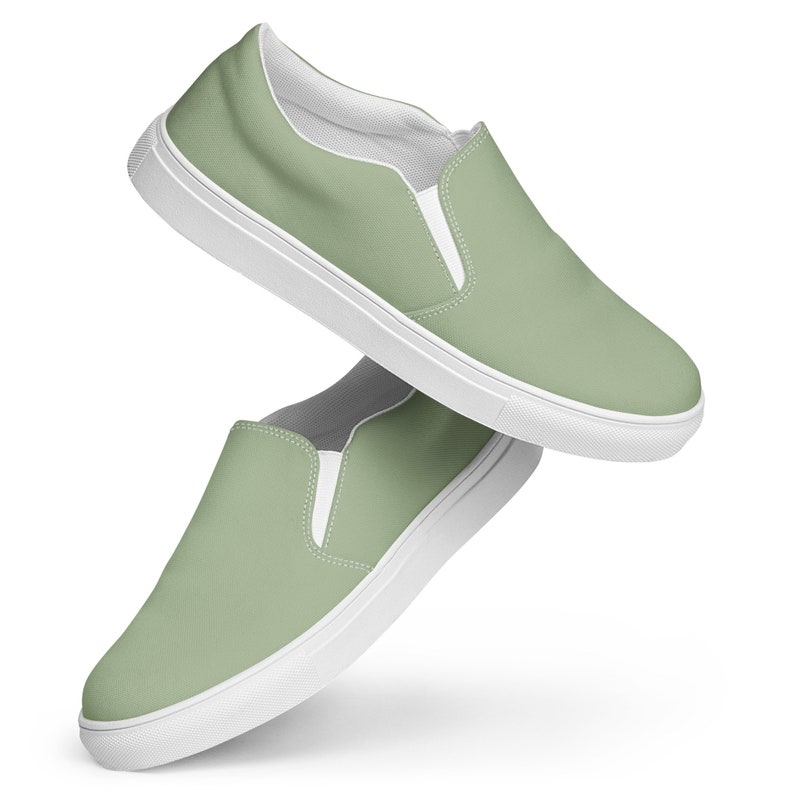 Womens Sage Green Slipons - Sage Green Slip on Shoes - Canvas Slip-ons ...