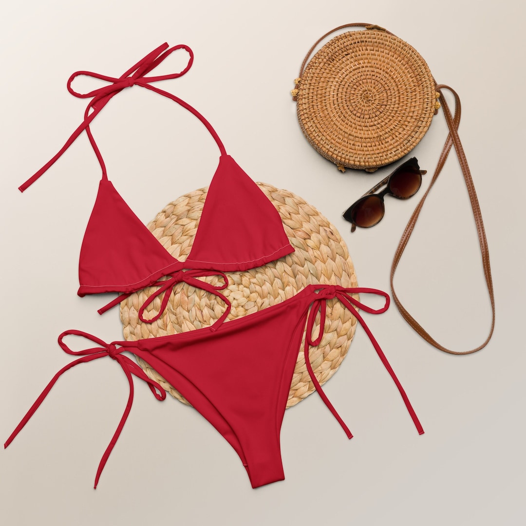 Red Bikini Red String Bikini Red Tie Bikini Padded Bikini Christmas ...