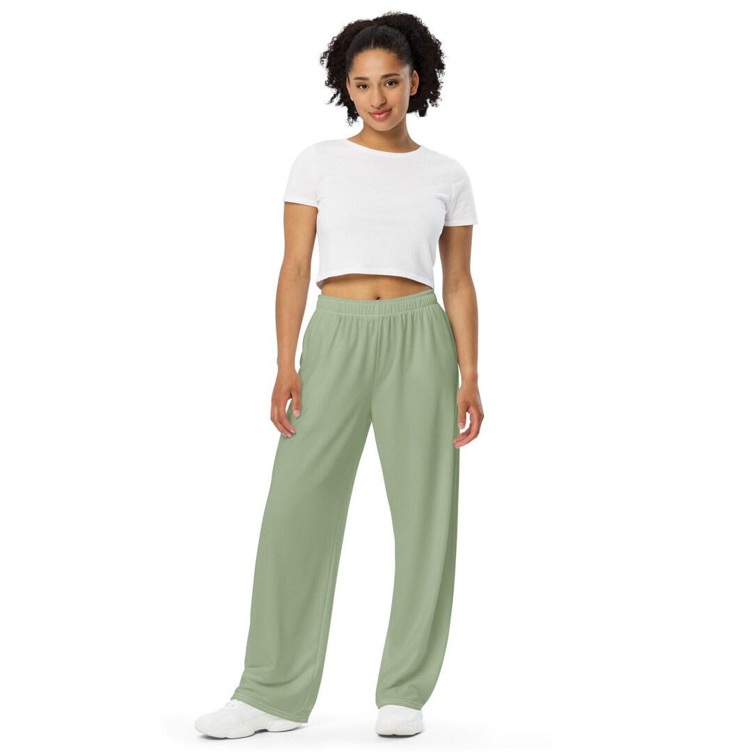 SAGE GREEN PANTS Unisex Sage Green Wide Leg Pants Womens - Etsy