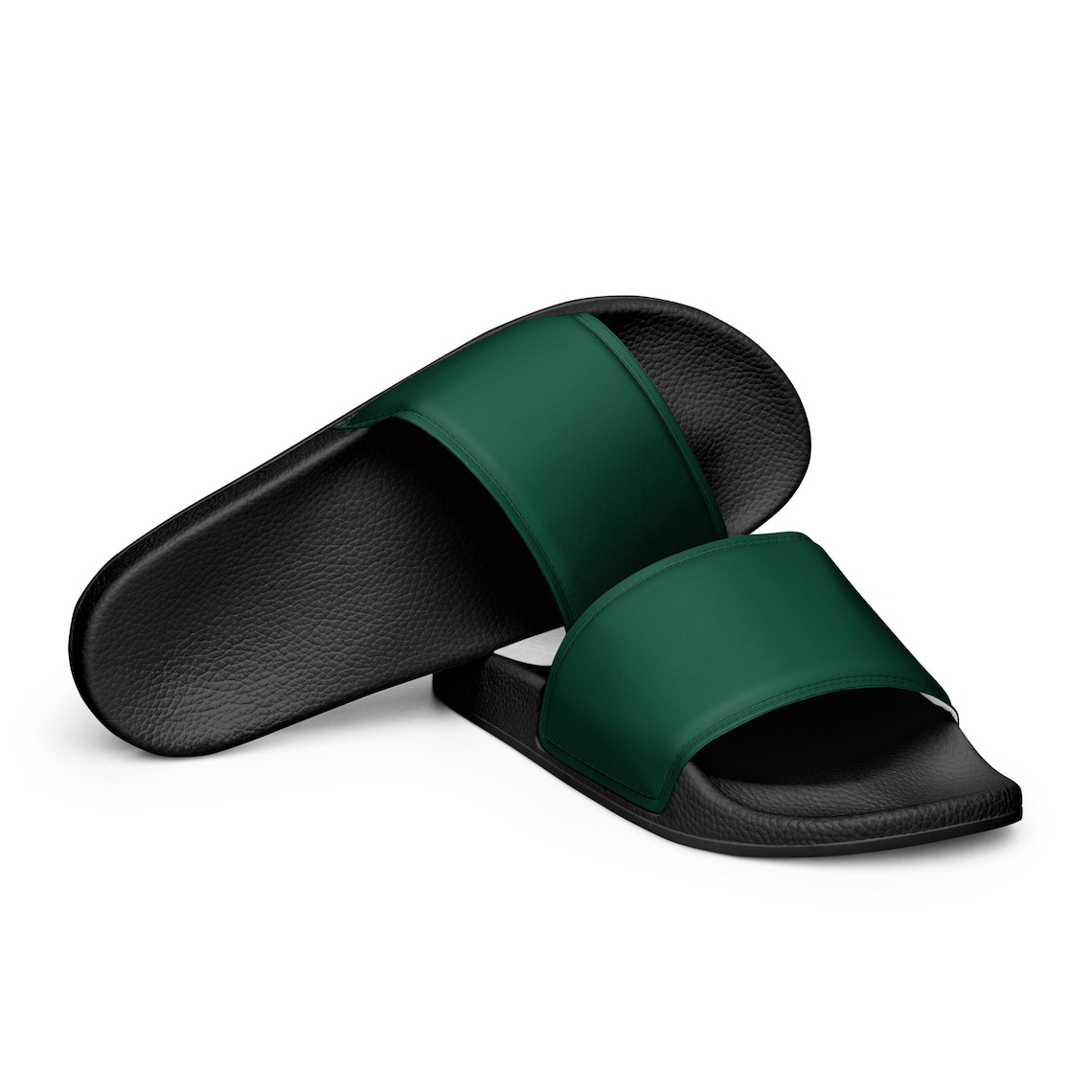 MENS GREEN SLIDES British Racing Green Pool Slides Black Sole Slides ...