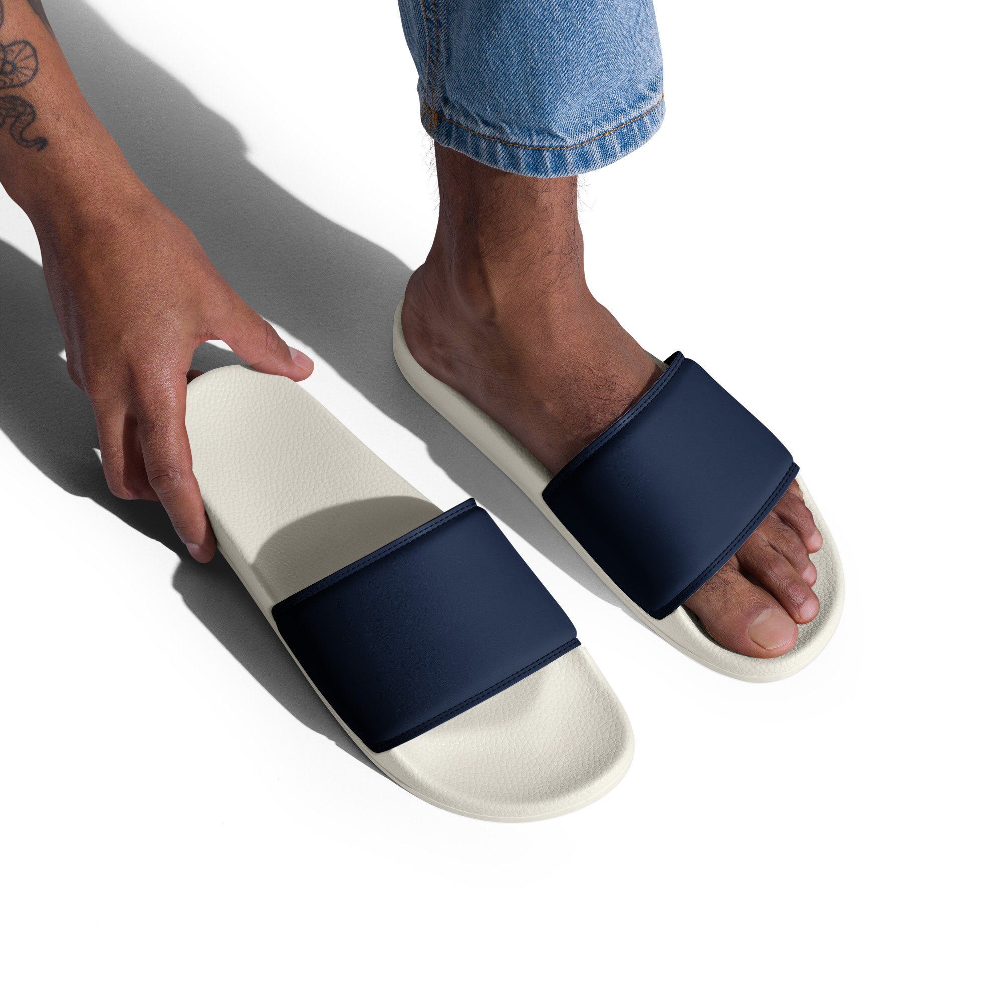 MENS NAVY SLIDES Mens Dark Blue Slides With White or Black - Etsy