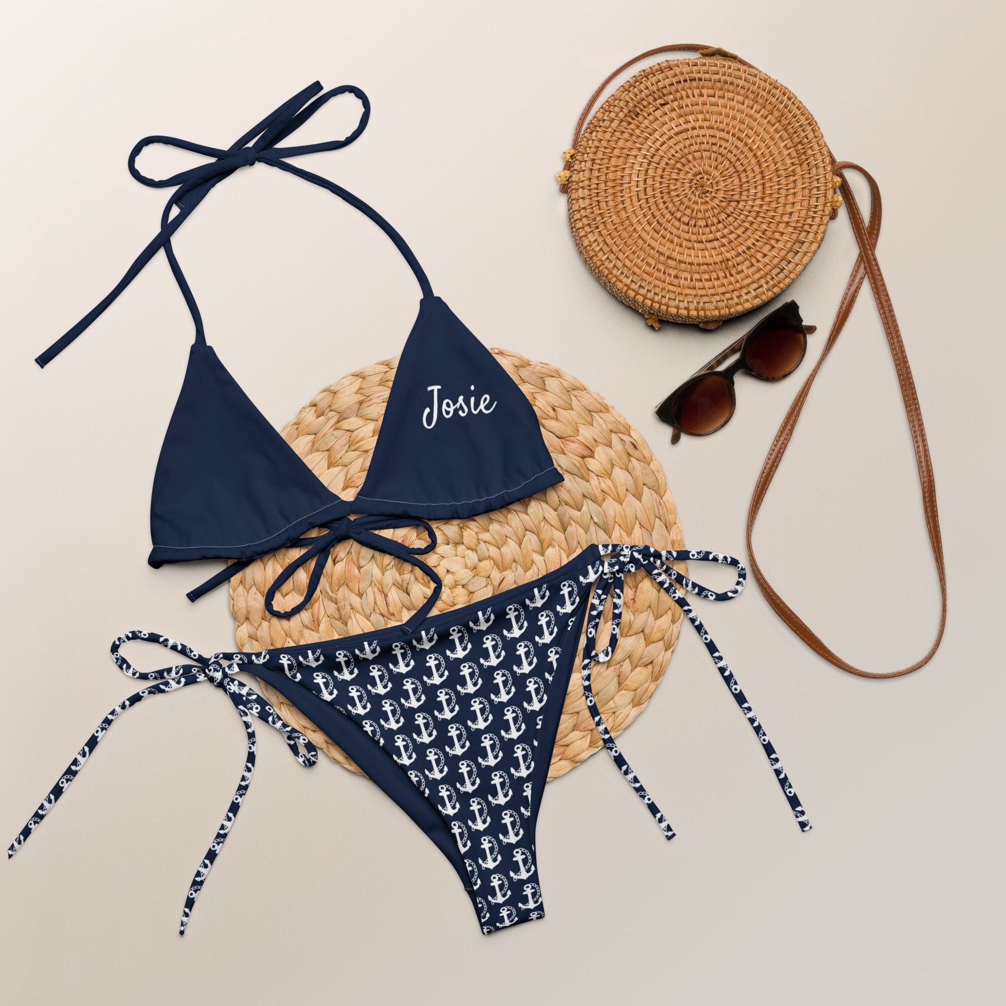Personalized Nautical Bikini - Navy Blue Bikini Set - Anchors Bikini ...