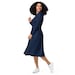 NAVY MIDI DRESS Dark Blue Midi Dress Long Sleeve Dress - Etsy