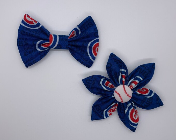 Chicago Cubs Baseball Collar Flower or Bow Tie for Dog // Cat // Puppy ...