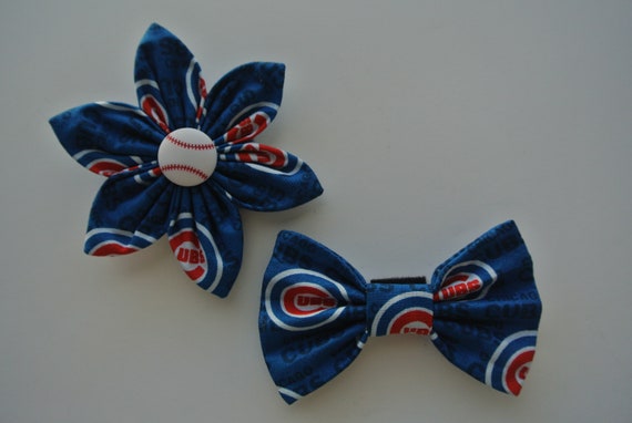 Chicago Cubs baseball collar flower or bow tie for dog // cat | Etsy