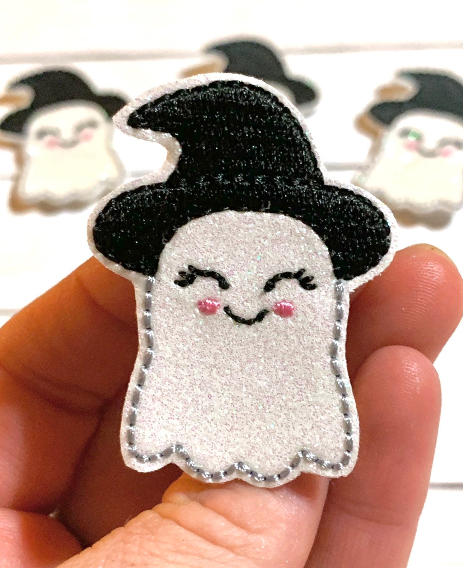 Witch Ghost Feltie Glitter Ghost Felties Cute Witch Feltie | Etsy