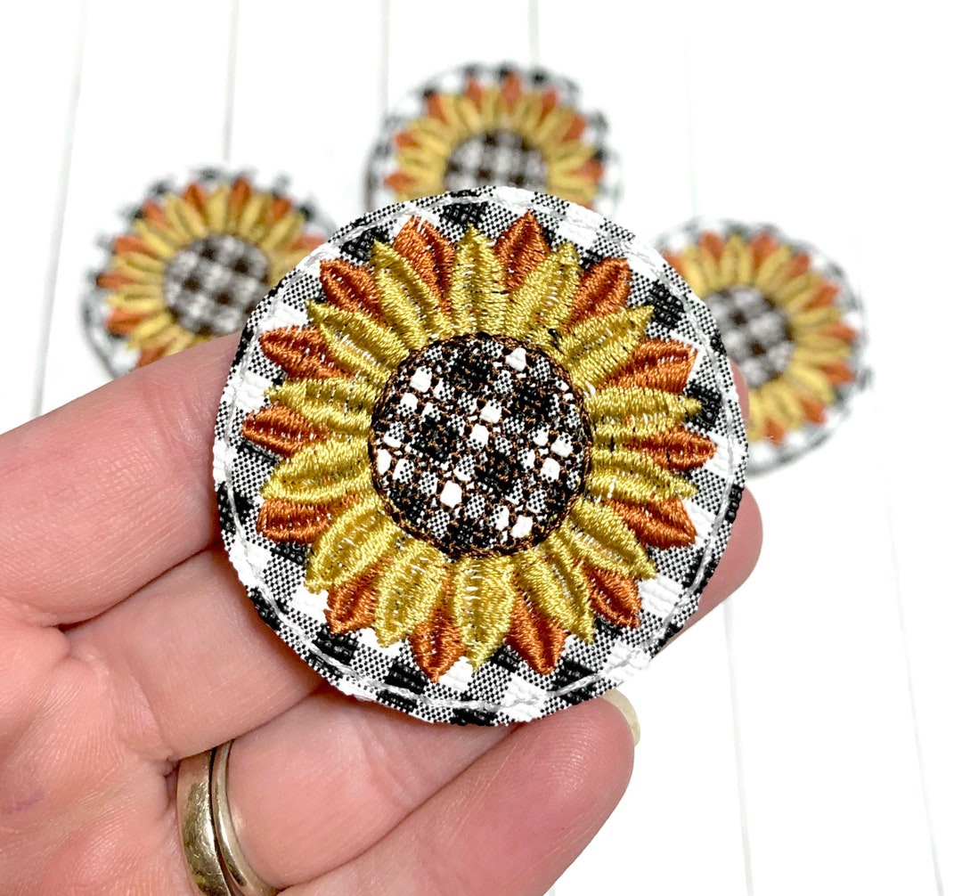 Plaid Sunflower Feltie, Sunflower Feltie Embellishment, Thanksgiving ...