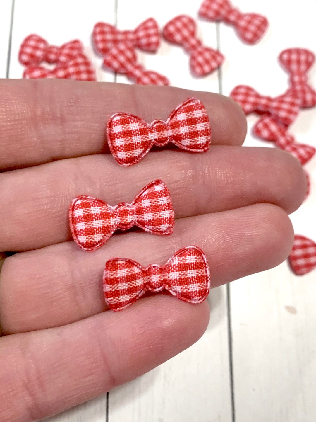 Red Plaid Padded Bow Applique, Red Mini Bow, Plaid Bow for Felties ...