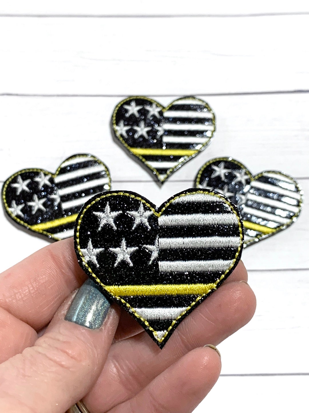 Thin Yellow Line Feltie, Yellow Line Heart Feltie Embellishment ...