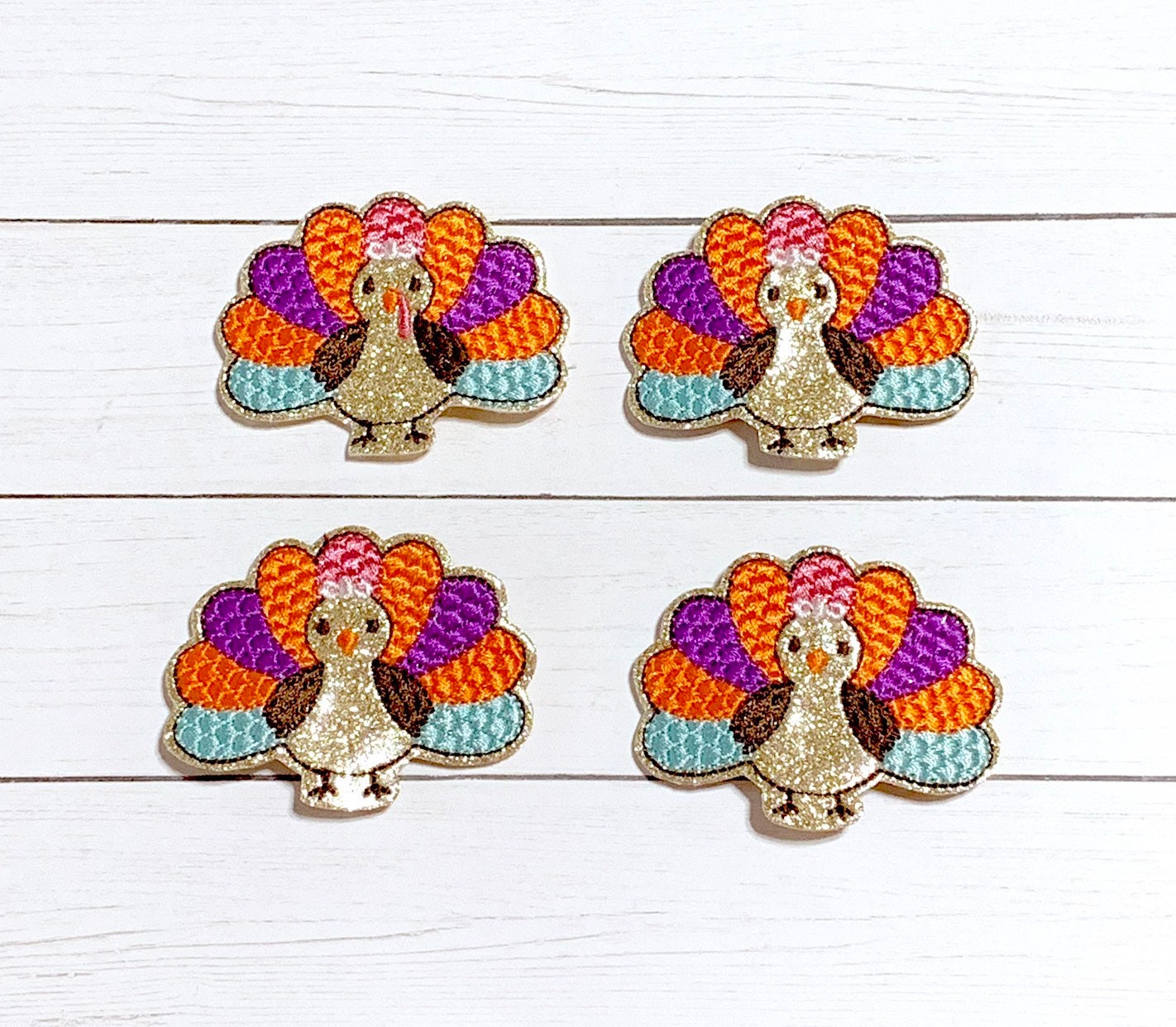Turkey Feltie Glitter Turkey Girl Feltie Embellishment - Etsy