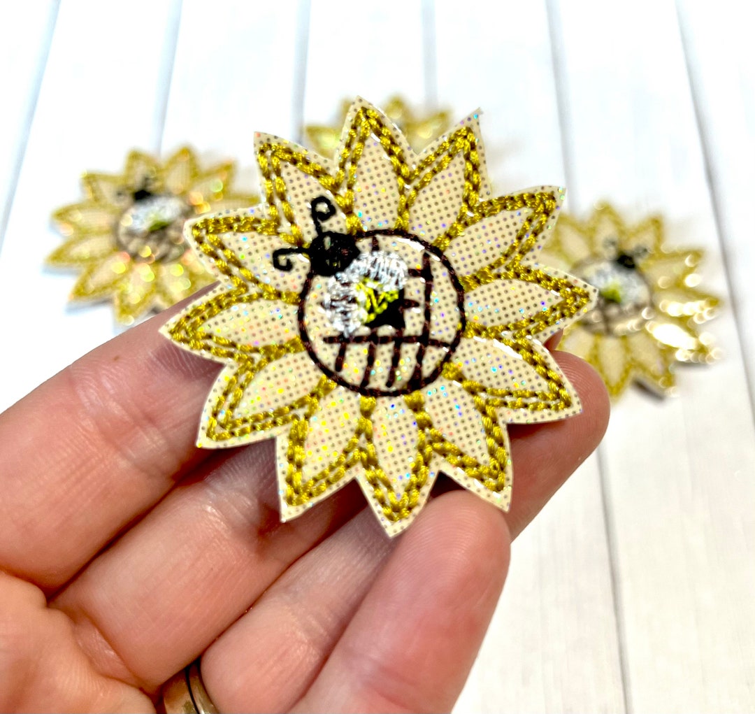 Sunflower Feltie, Sunflower With Bee Feltie Embellishment, Flower ...