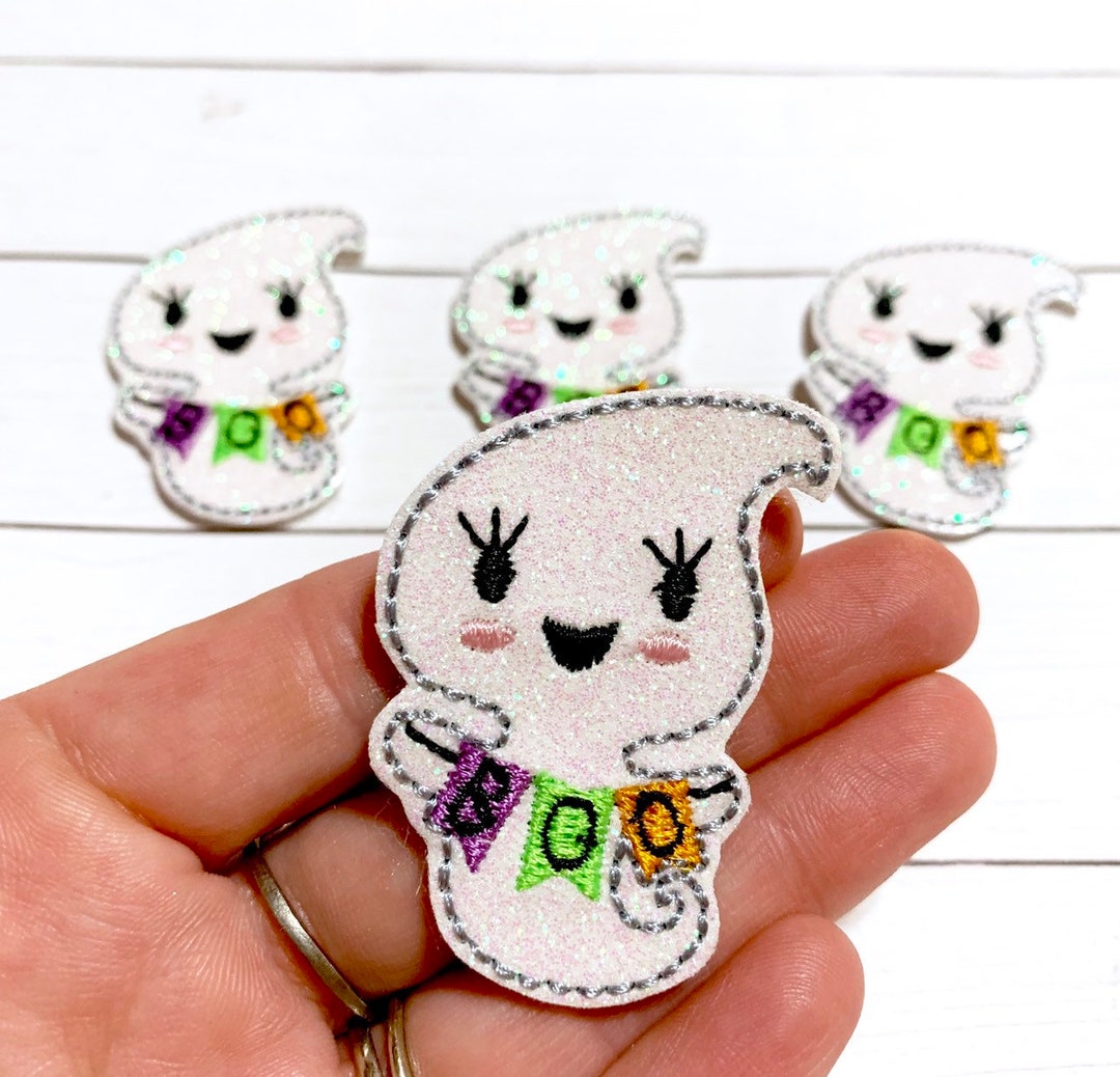 BOO Ghost Felties, Glitter Halloween Feltie Embellishment, Glitter ...